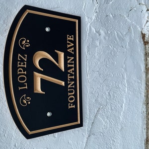 Stylish House Number Engraved Plaque Family Name Sign - Etsy