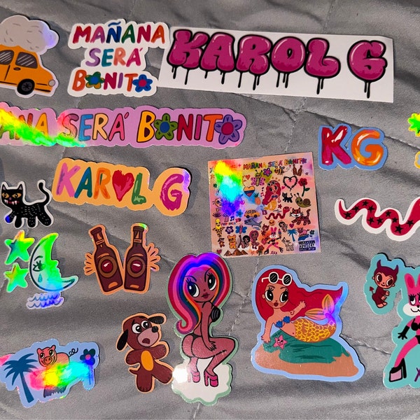 Karol G Holographic 18 Stickers Bundle. Inspired by New Album Mañana ...