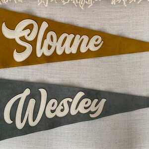Large Single Word Custom Suede and Leather Pennant Flag Banner ...
