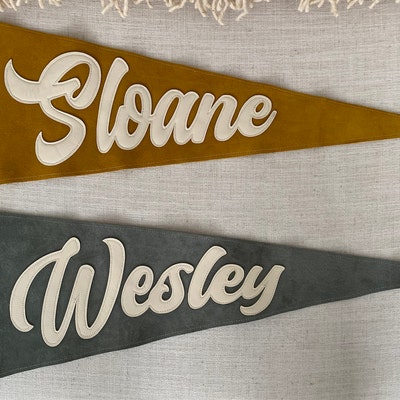 Large Single Word Custom Suede and Leather Pennant Flag Banner ...