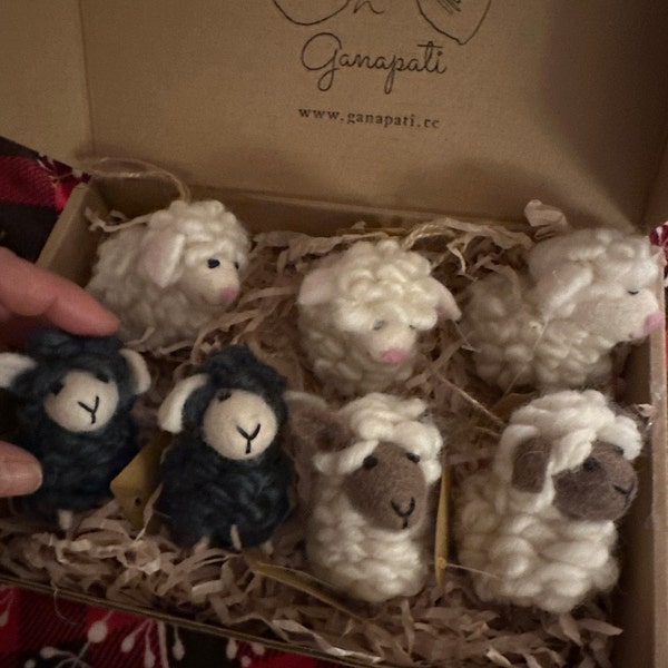 Felt Mini Sheep Ornament With a Hemp String Loop, Easter Basket Stuffer ...