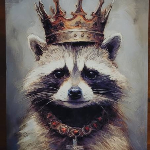 Gothic Raccoon King Vintage Poster, Art Poster Print, Home Decor ...