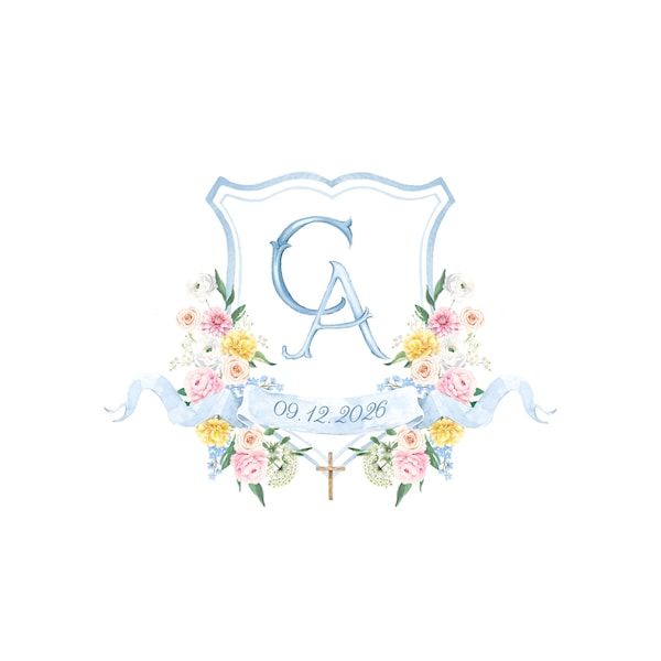 Custom Wedding Monogram Logo, Wedding Monogram, Watercolor Monogram ...