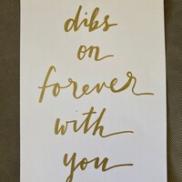 Custom Hand Drawn Metallic Gold Lettering Sign / Name Cards Tags ...