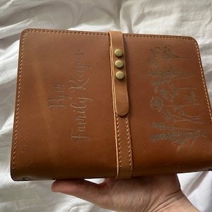 Leather Recipe Book With Flowers Personalized Mothers Day Gift Recipe ...