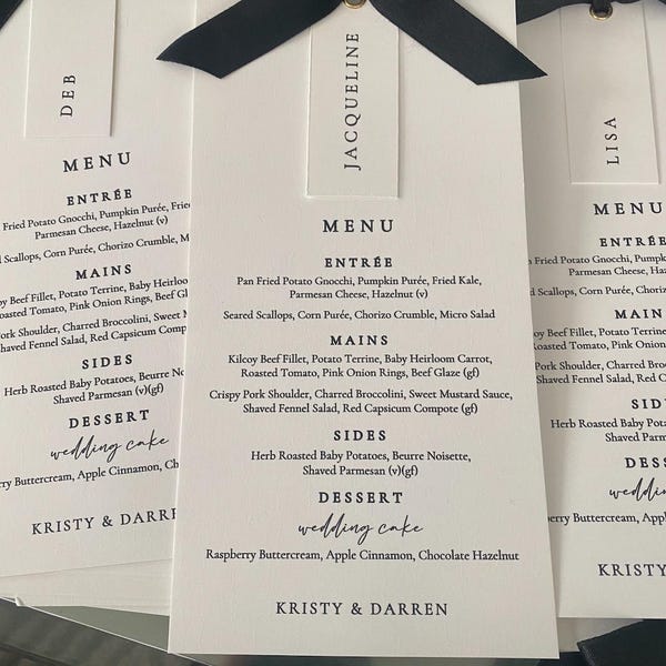Menu With Place Card, Wedding Menu, Event Menus, Menus With Names ...