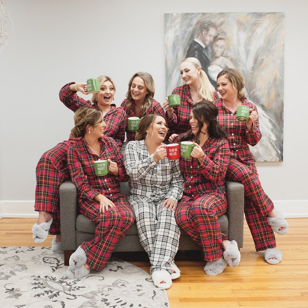 Bridesmaid Pajamas Flannel Matching Pajamas Bridesmaid Gift Bridal ...