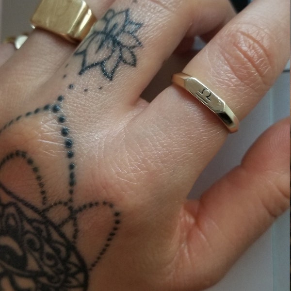 14K Gold Simple Rectangle Ring, Personalized Rectangle Ring, Custom ...