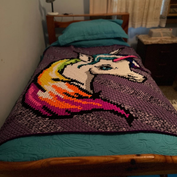 Unicorn C2C Graphgan Crochet Pattern | Unicorn Graphghan Crochet ...