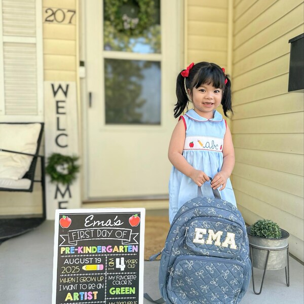 Editable Colorful First Day of School Chalkboard Sign, Reusable First ...