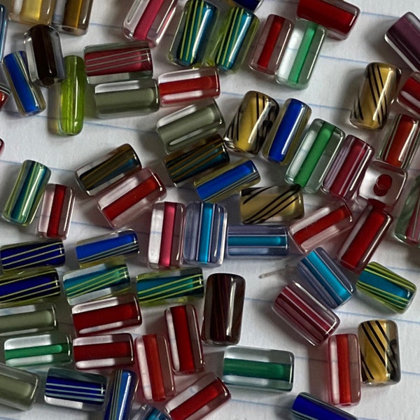 Med/lg Cane Furnace Glass Designer Beads, Chunky Jewel Tone Cubes and ...