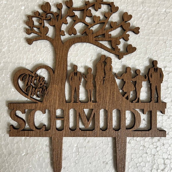 Personalized Tree Cake Topper With Kids, Family Topper With Tree ...