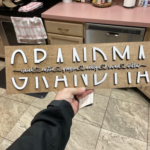 3D Personalized Grandma Sign With Children Name| Personalized Grandma ...