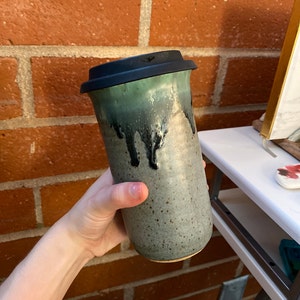 Tumbler Blue Drip Stoneware Cup Ceramic Handcrafted - Etsy