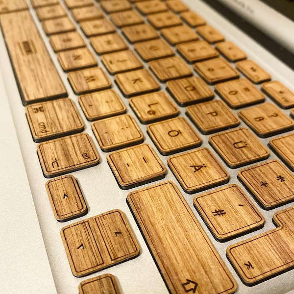 Walnut Wood MacBook Pro Keyboard Sticker, Mac Book Air Pro 13 15 Wooden ...