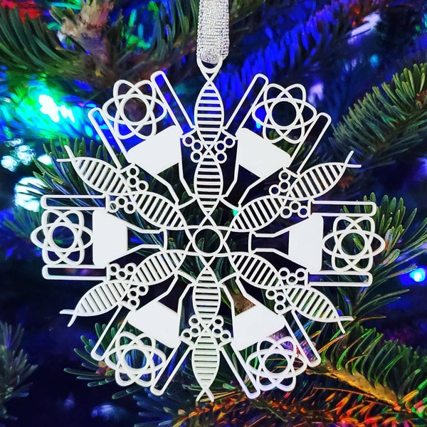Science STEM Biology Chemistry DNA Snowflake Christmas Holiday Tree ...