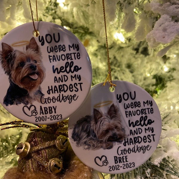 Yorkie Memorial Ornament Personalized Pet Loss Sympathy Christmas Gift ...