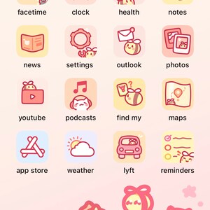 Sunflower Bee App Icon Set Kawaii Aesthetic Pack for Android IOS ...