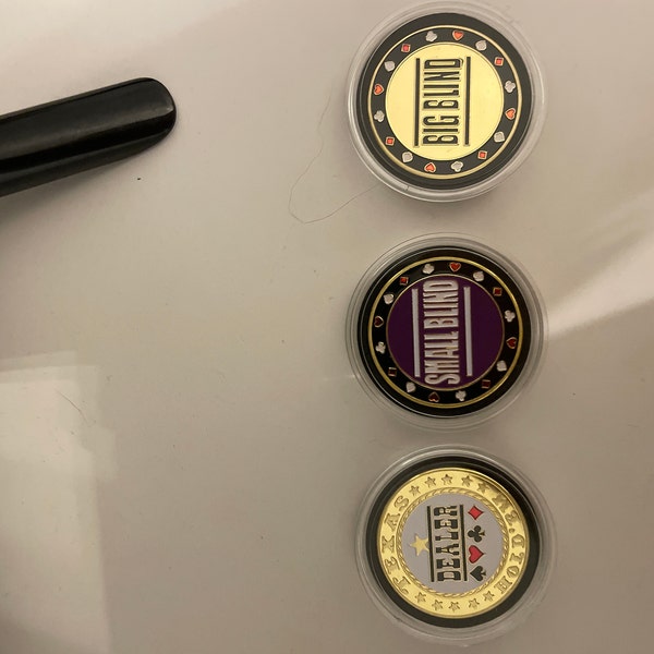3 PC Metal Poker Buttons Includes Dealer, Small Blind, and Big Blind ...
