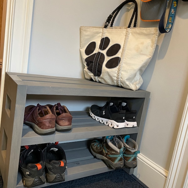 36 Inches Rustic Shoe Rack 3 Levels, Shoe Storage, Shoe Organizer, Shoe ...