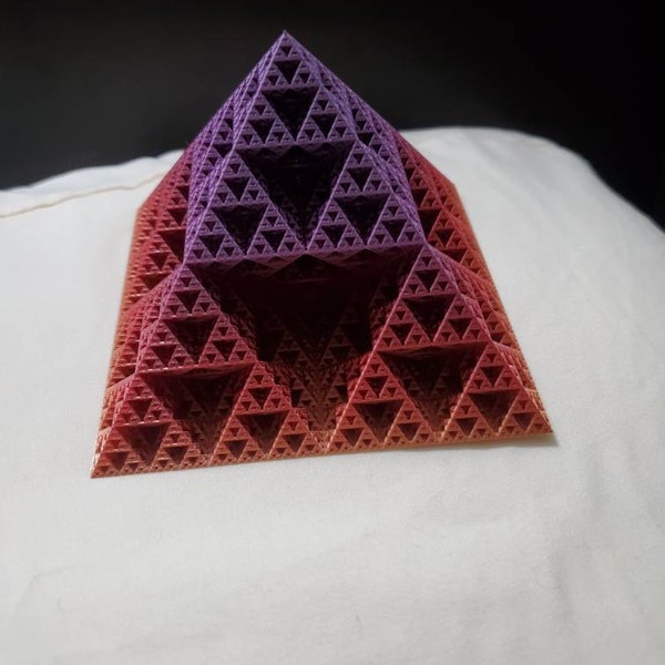 Large Fractal Pyramid, Purple 3D Printed Sierpinski Fractal Pyramid ...