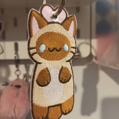 Cute Cat Embroidered Tag Keychain Kawaii Neko Jet Tags - Etsy