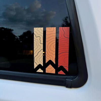 Retro Mountain Topographic Decal - Etsy
