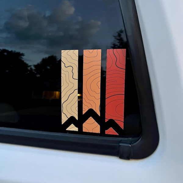 Retro Mountain Topographic Decal - Etsy