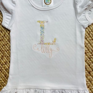 Machine Embroidery LETTER L Uppercase 97mm / 3.85 Tall Dainty Floral ...