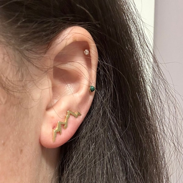 CZ Ear Cuff Ear Wrap Silver Ear Pin Gold Ear Cuff Gold Ear Pin Edgy Pin ...