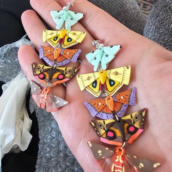 Polymer Clay Rosy Maple Moth Hoop Earrings, Rosy Maple Moth Earrings ...