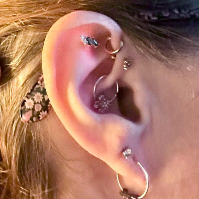Tiny Snake on Leaves Daith Piercing Septum Ring Piercing Sterling ...