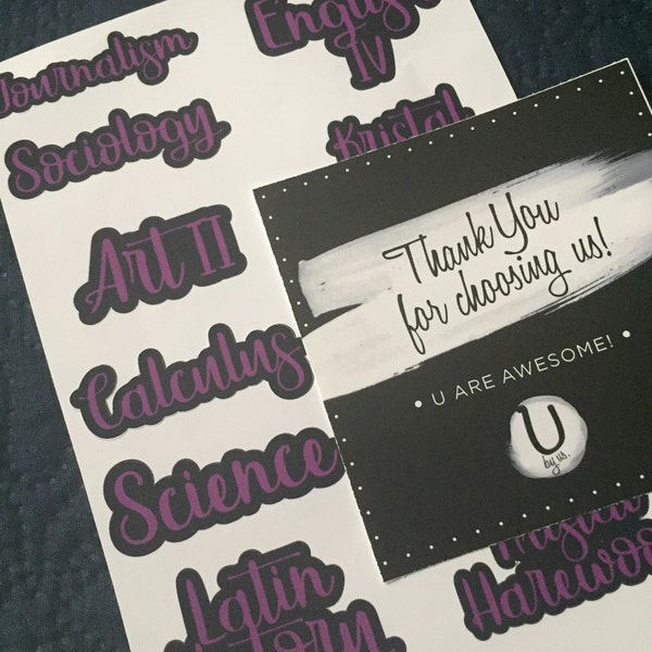 Custom School Subject Stickers Ready to Place on Your Back to School ...