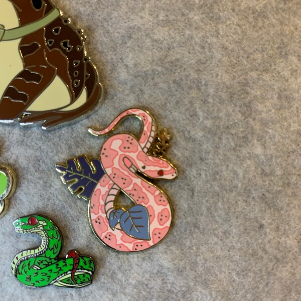 Pink Corn Snake Enamel Pin, Pink Snake, Pink Snake Pin, Pink Snake ...