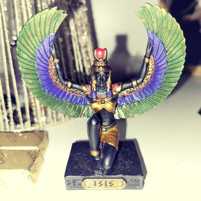 Vintage Isis Mini Statue Small Hand-painted Ancient Egyptian Goddess ...