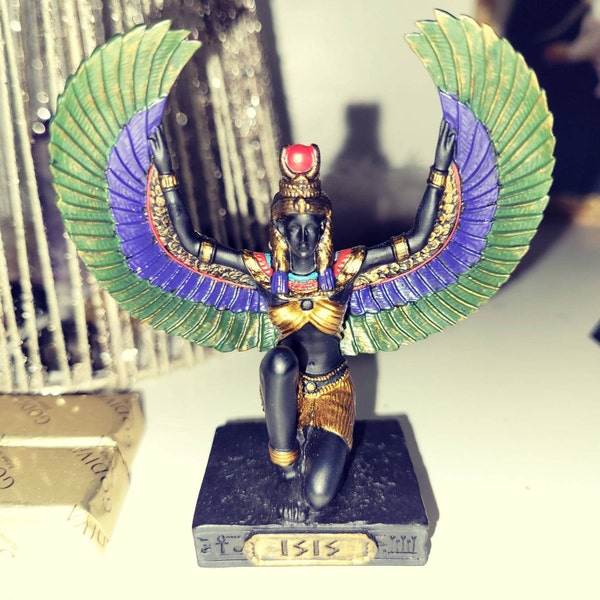 Vintage Isis Mini Statue - Small Hand-painted Ancient Egyptian Goddess ...