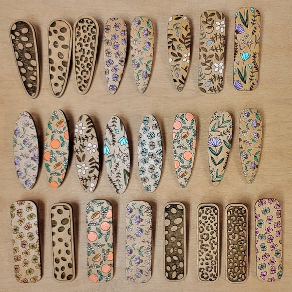 Wild Flower Engraved Hair Clip SVG File, Laser Cut File, Hair Clip ...