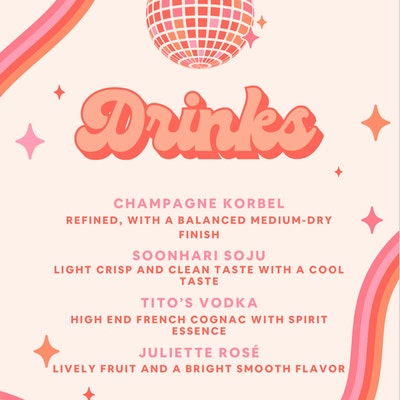 Editable Disco Drinks Bachelorette Party Template Retro Themed Bach ...