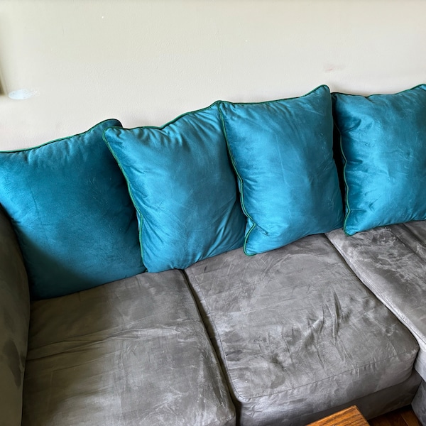 Washable Velvet Pillow Cover With Piping * Accent Corded Throw Pillow ...