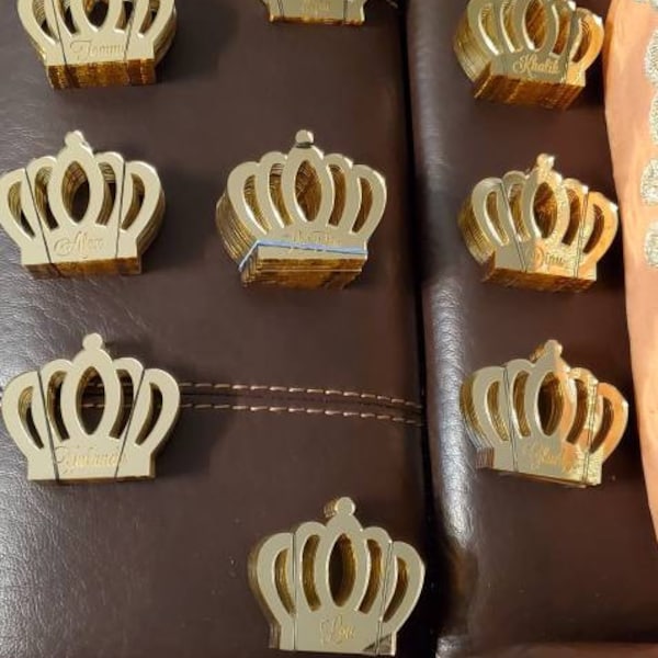 Laser Cut Engraved Crown Name Tags - Tiara Names - Acrylic Names ...