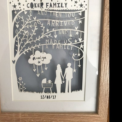 Family Paper Cut, Family Portrait, Newborn Gift, Baby Gift, Framed ...