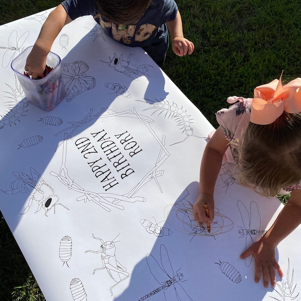 Insect Party Decorations Bug Birthday Decor Coloring Page Table Runner ...