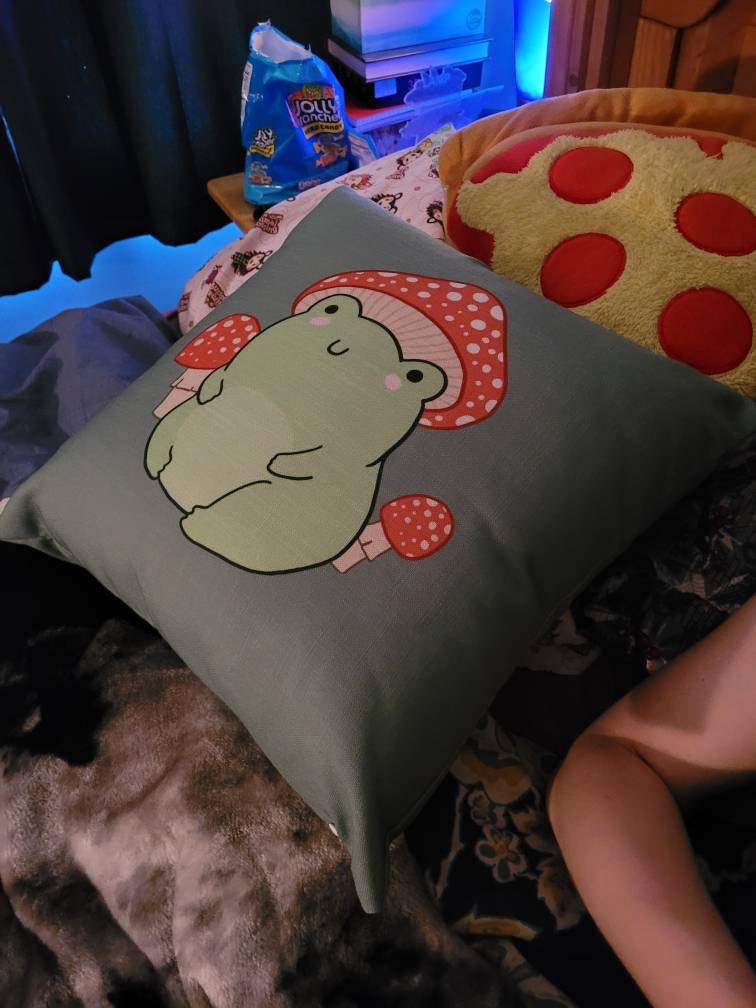 Cute Frog Wearing Toadstool Hat Shy Toad With Mushroom | Etsy