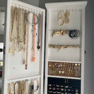 Jewelry Cabinet/ Armoire / Earring Display/ TEAK Stain Jewelry Storage ...