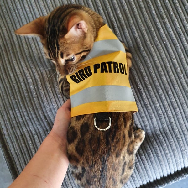 BIRD PATROL. Water-repellent Yellow Safety Cat Harness With Reflective ...