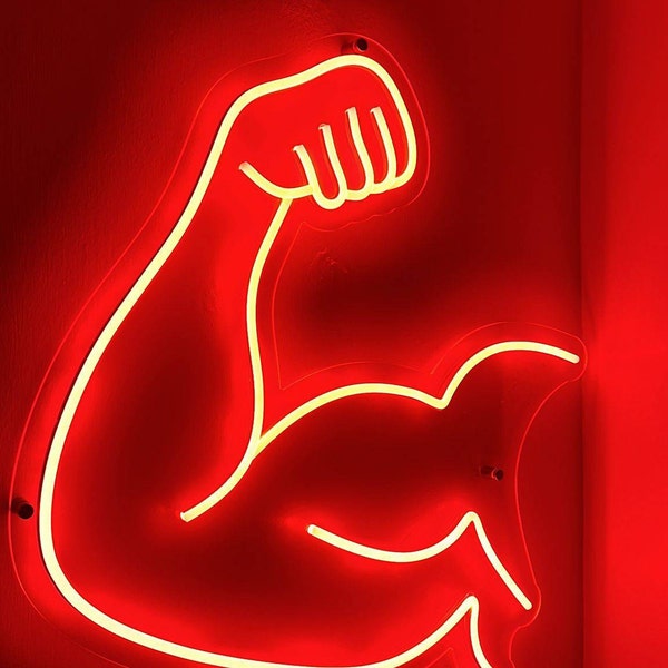 Arm Muscles Neon Sign, Biceps Led Neon, Gym Led Light, Workout Light ...