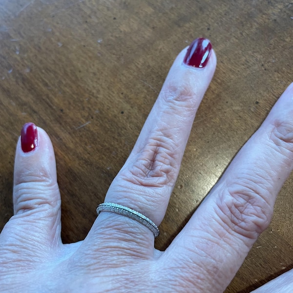 Round Cut Moissanite Wedding Band With Notch, Curves Notched Stackable ...