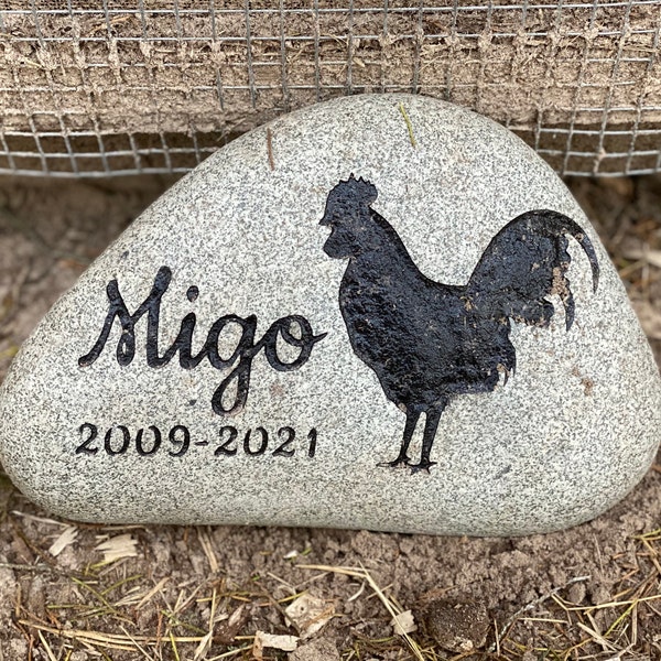 Chicken Pet Memorial Stone, 5”/6" Only, Hen, Rooster, Silkie, Outdoor ...