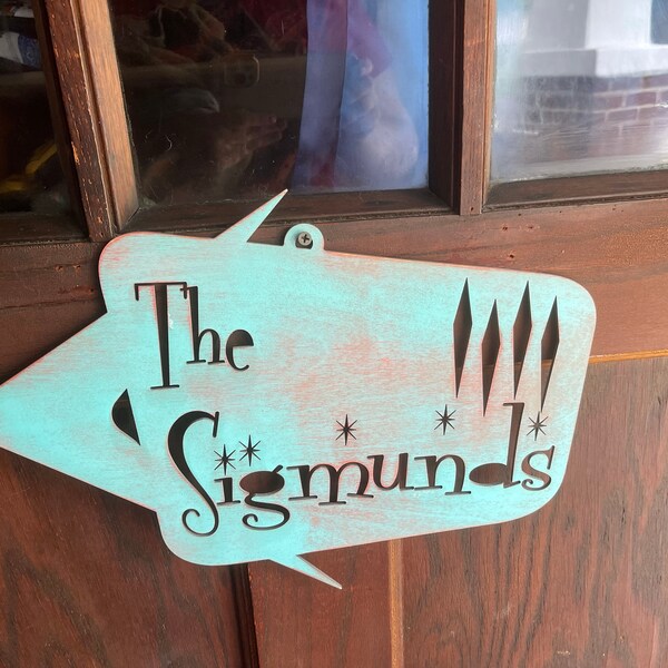 Mid Century Modern Custom Wall Art Wood, Atomic Age Sign, Custom Name ...