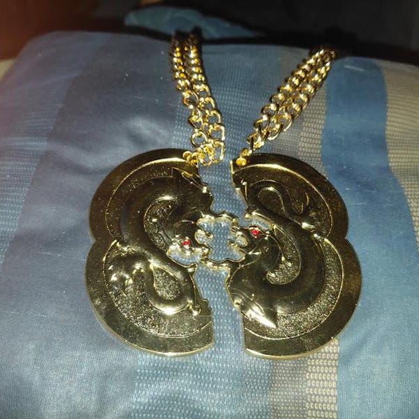 Double Dragon Gold Medallion Cosplay Prop Metal Necklace - Etsy